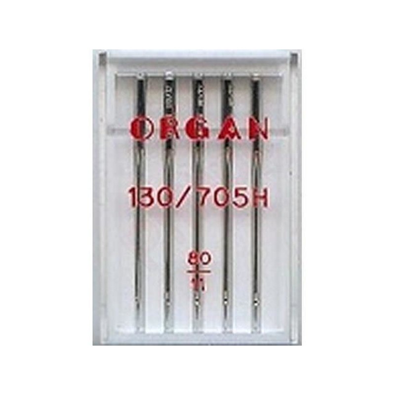 Nähmaschinennadeln No 80, 130-705H, 5 Stk (Flachkolben, für Haushalt), Organ