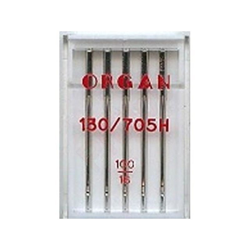 Nähmaschinennadeln No 100, 130-705H (Flachkolben, für Haushalt), 5 Stk, Organ