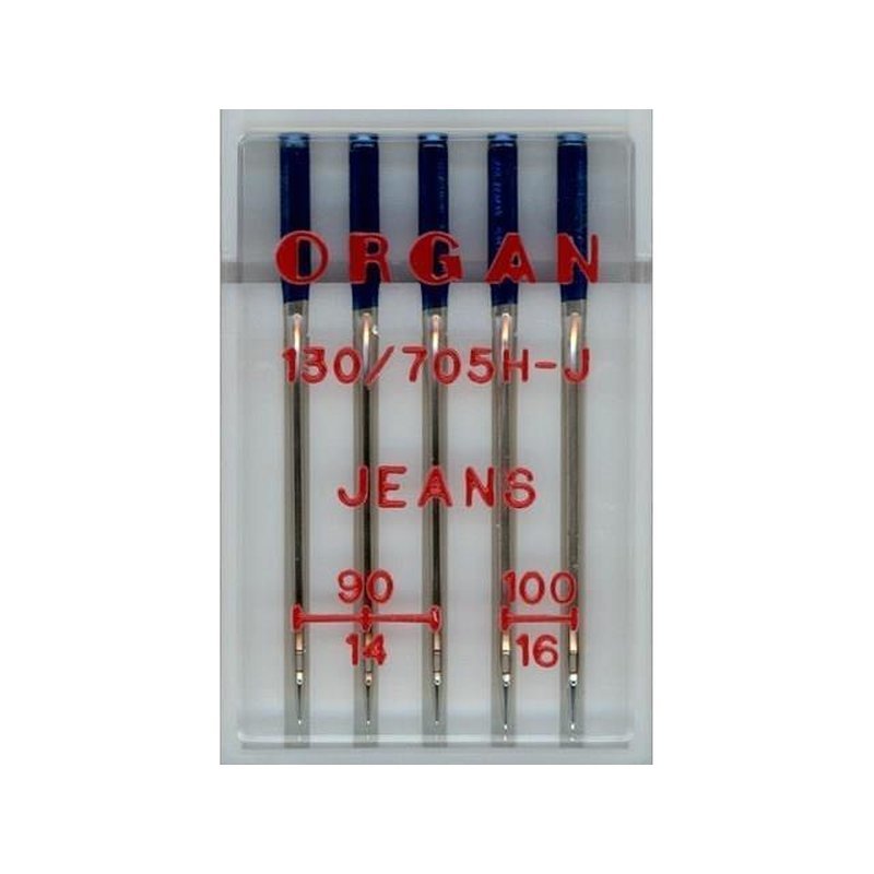 Nähmaschinennadeln No 90-100 Jeans Pkg à 5 Stück, 130-705H (Flachkolben, für Haushalt), Organ